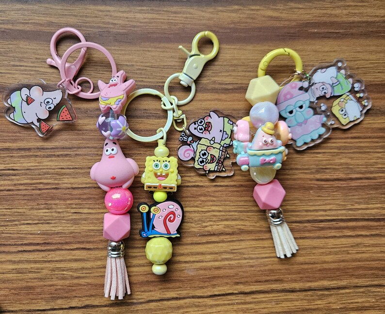 Fun Character Keychains ~ Under the Sea | Beaded Keychain | Acrylic Charms | Cute Gift - Etsy