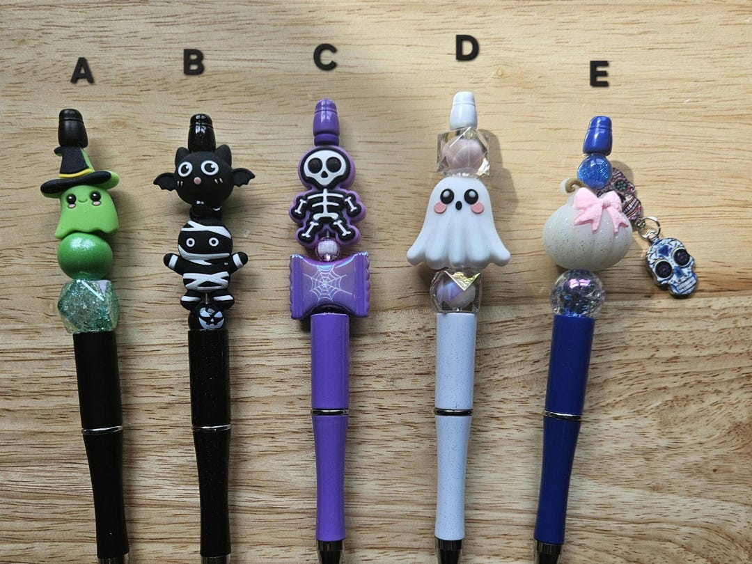 Cute Halloween Beaded Pens | Ghost | Pumpkin | Skeleton - Etsy