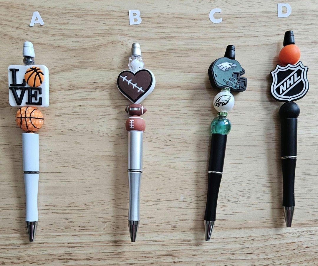 Sports Themed Beadable Pens | Football | Eagles | Hockey | Basketball ...