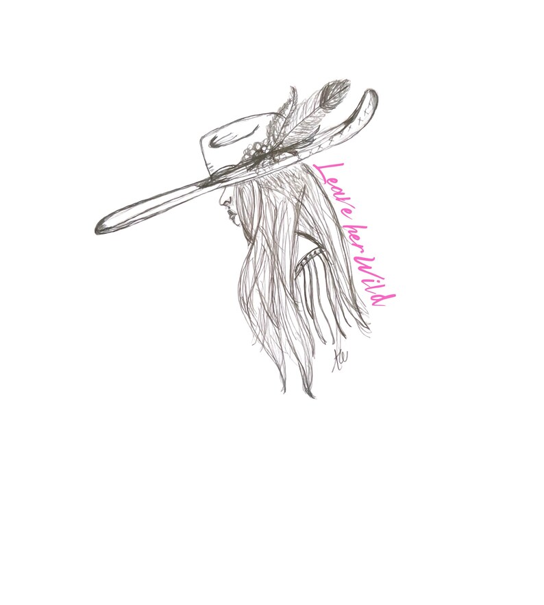 Cowgirl Pencil Drawing Leave Her Wild Cowgirl PNG Western Art DIY ...
