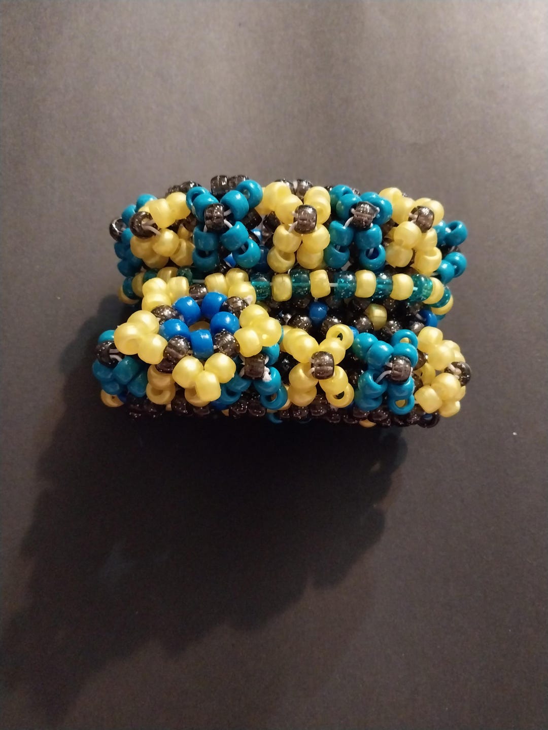 Yellow and Blue Mini Rotator Cuff,kandi Cuff EDM Rave Kandi Bracelet - Etsy