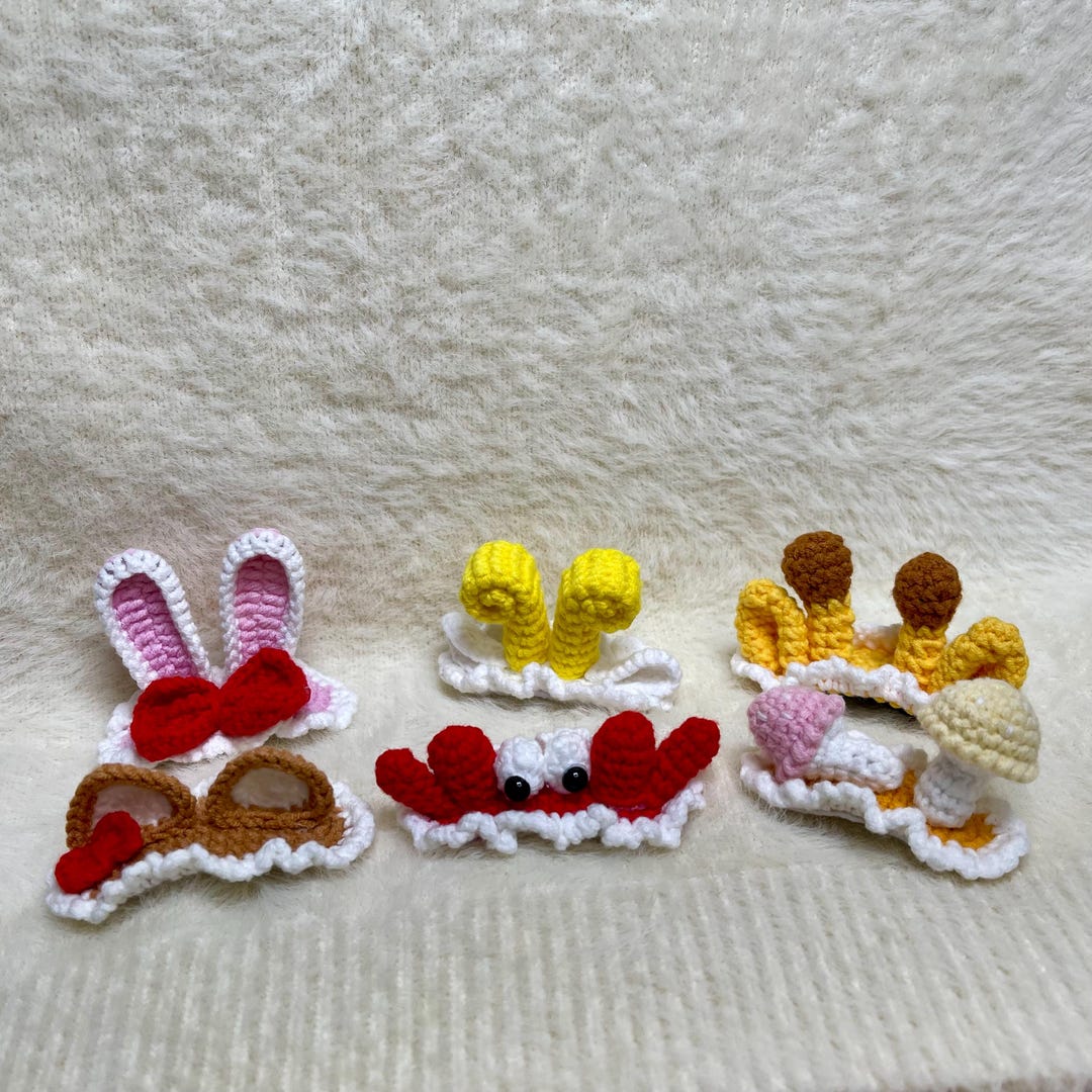 Cute Crochet Animal Ears Hair Clips, Mushroom Barrette, 3D Hair ...