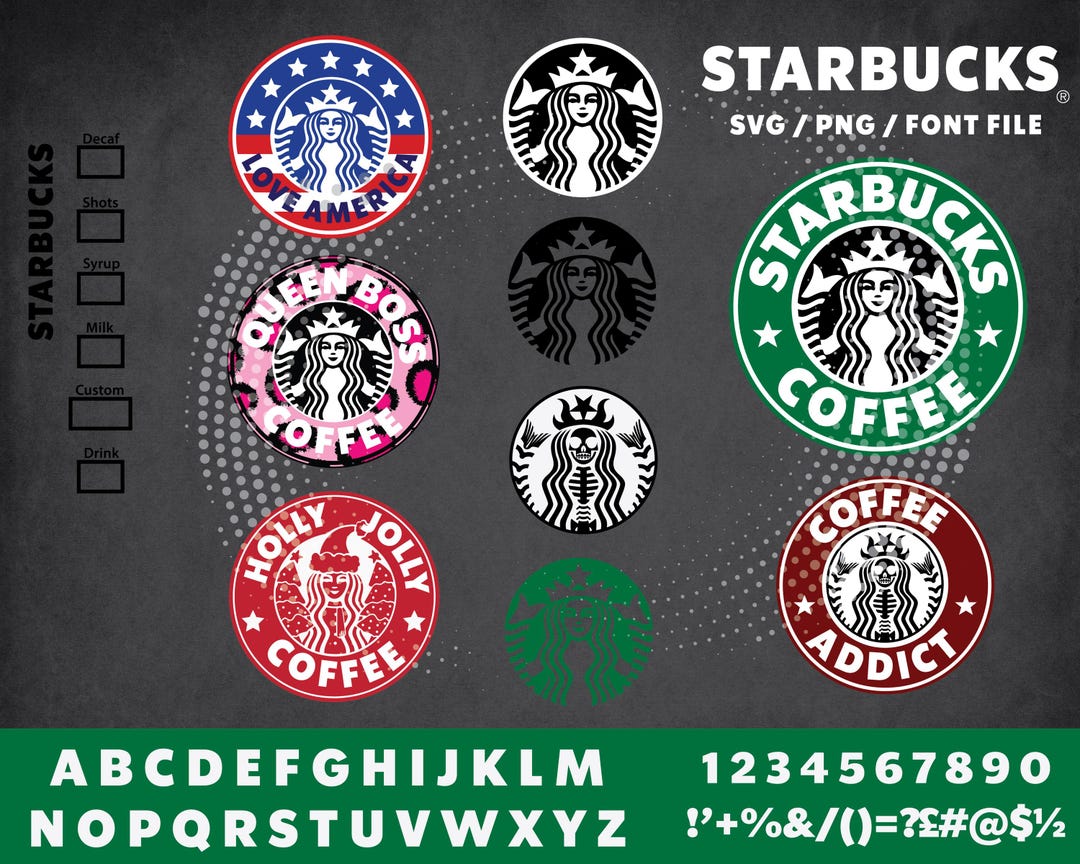 Starbucks Logos SVG and PNG Files Font File - Etsy