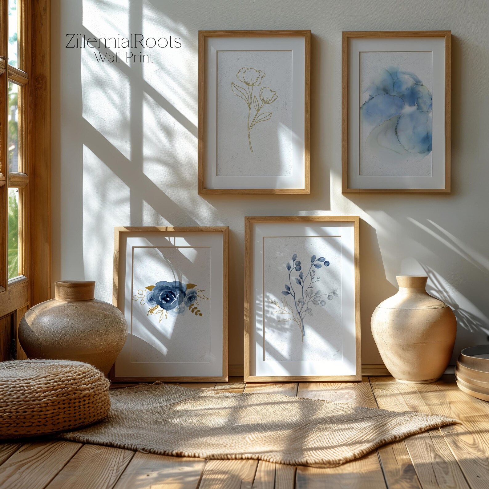 Light Blue Wall Art Blue Wall Prints, Navy Blue Prints, Blue Digital ...