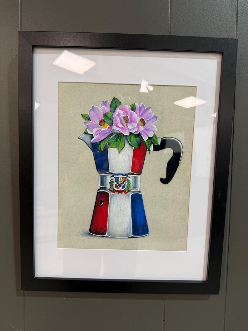 Dominican Coffee Pot Art Print | D.R. Cafetera, Bayahibe Rose (8.5x11 ...