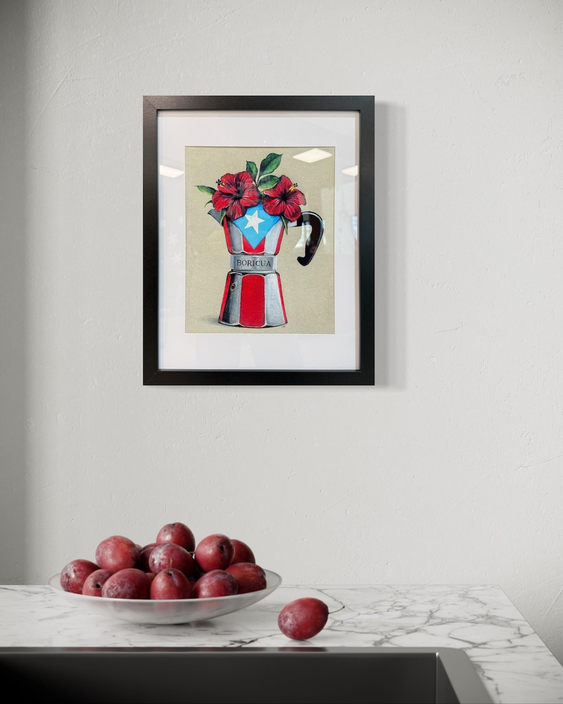 Boricua Greca Coffee Pot Art Print | Puerto Rico Cafetera Wall Decor ...