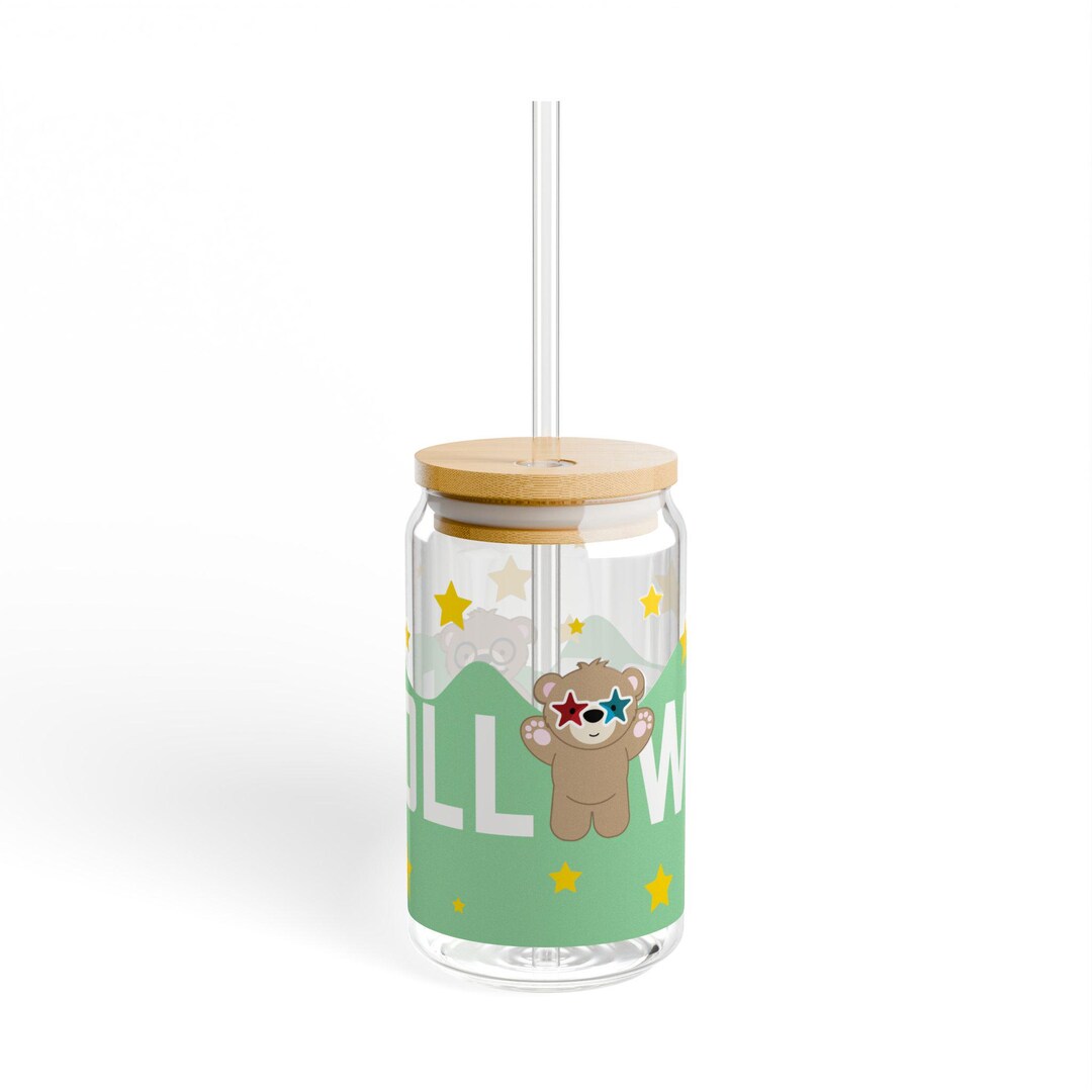 Kawaii Bear Sipper Glass, 16oz - Hollywood Theme, Cute Animal Drinking ...