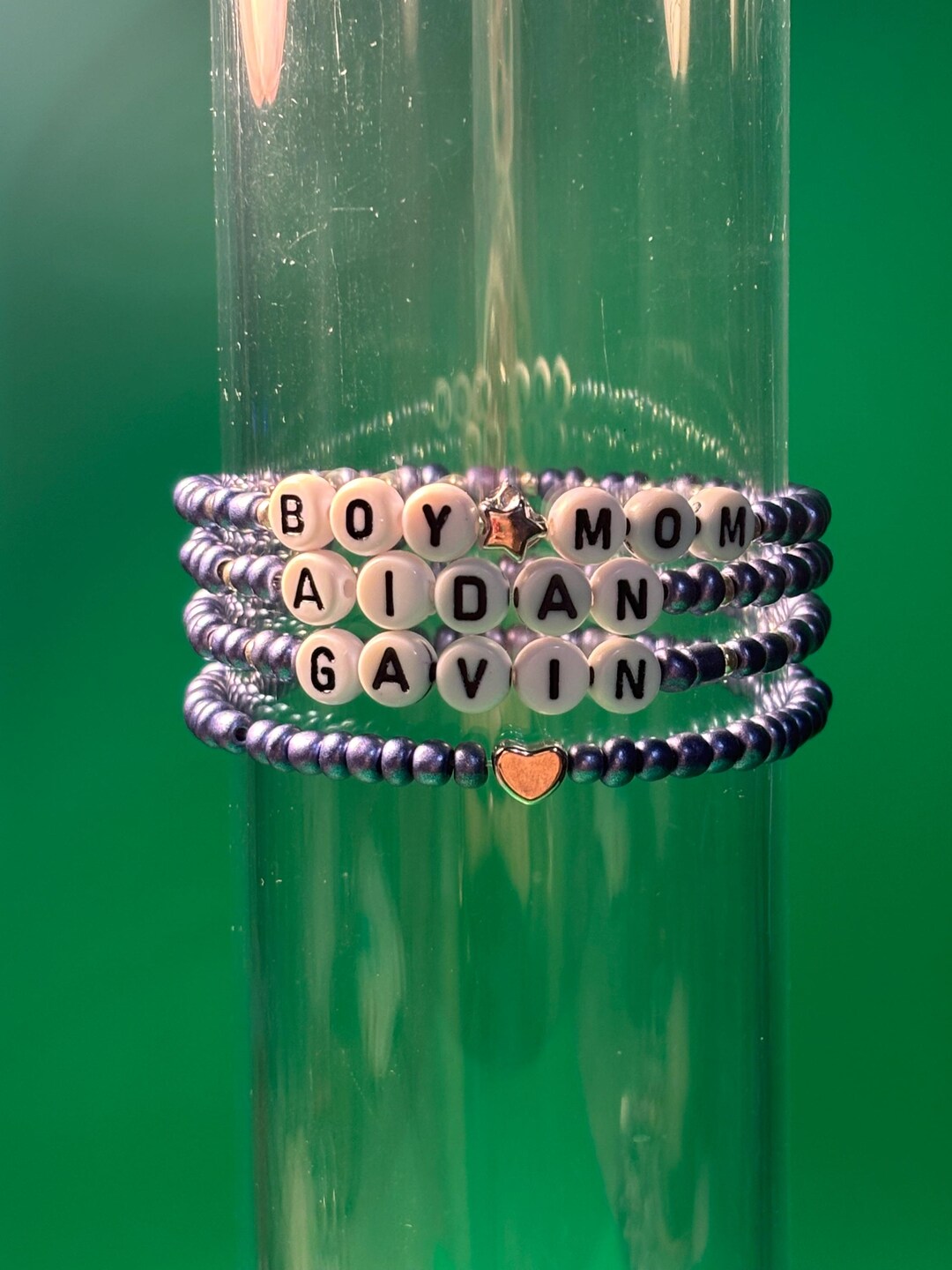 Personalized Word/name Bracelet Stack Boy Mom - Etsy