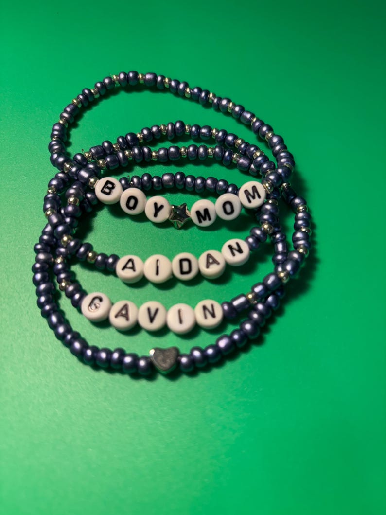 Personalized Word/name Bracelet Stack Boy Mom - Etsy