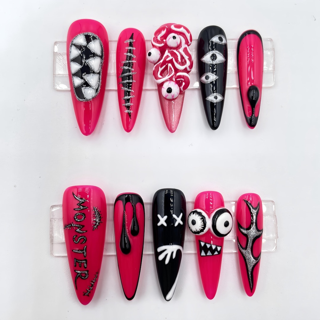 Horror Eyes Monster Press on Nail, Halloween/cosplay/carnival Nails Art ...
