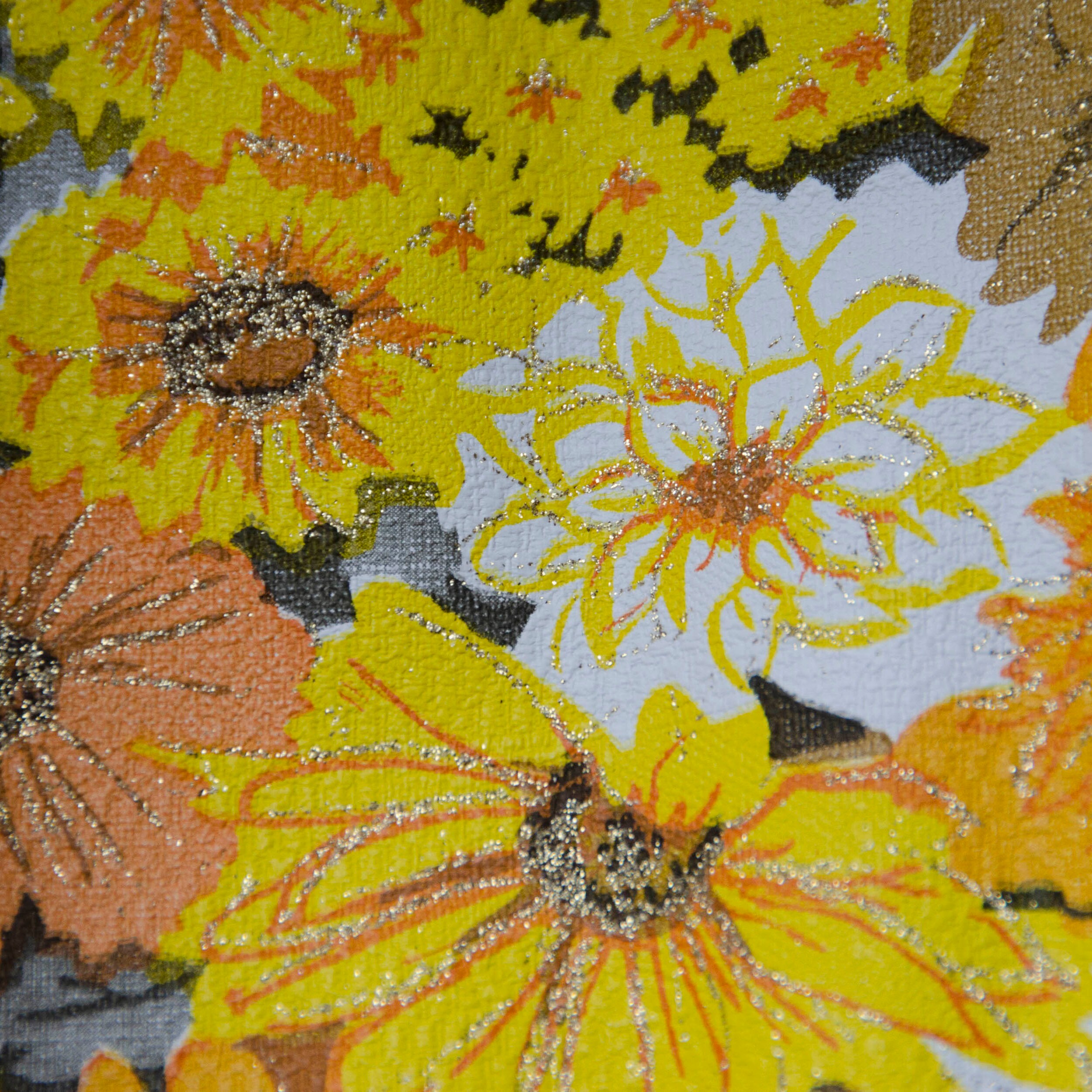 Vintage Wall-texroll of Vinyl Glitter Floral Print Wallpaper - Etsy