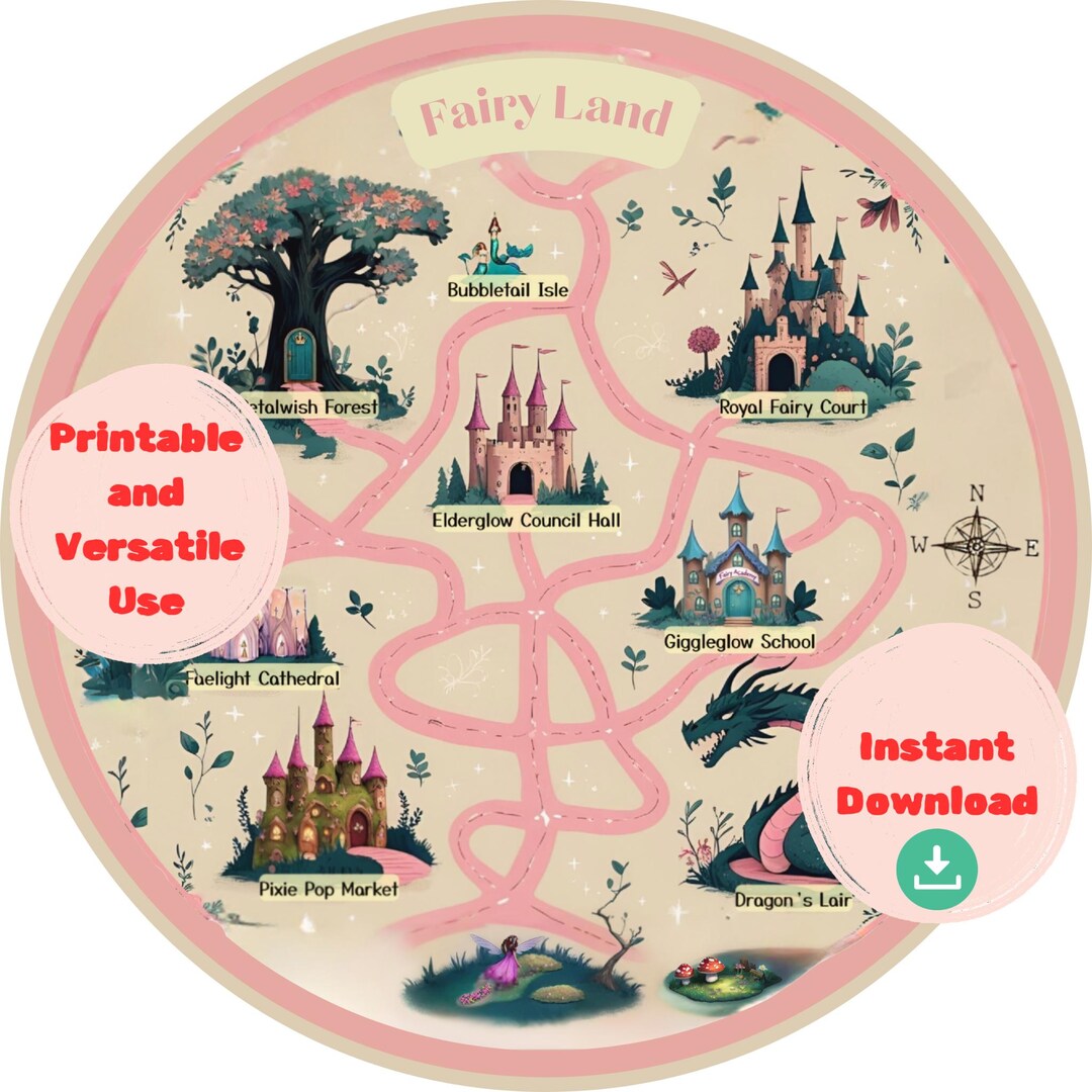 Fairy Land Road Patterned Map - Digital Download - Etsy