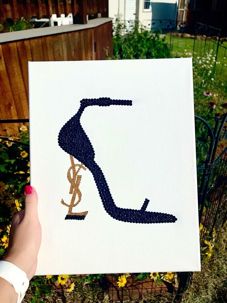 Ysl Heel Bedazzled Diamond Art Logo - Etsy