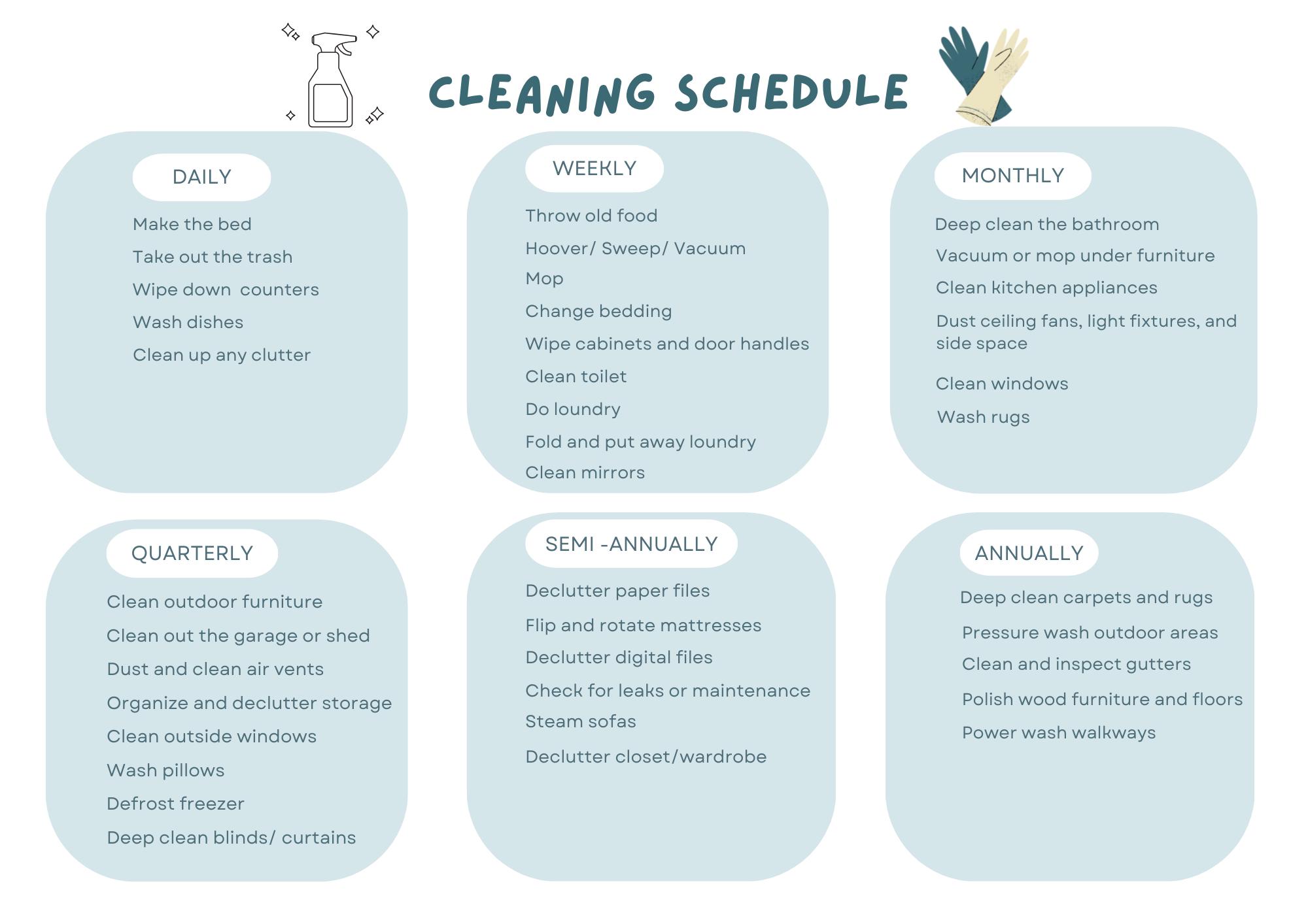 Get Organized: Printable Cleaning Schedule | ADHD Cleaning Planner ...