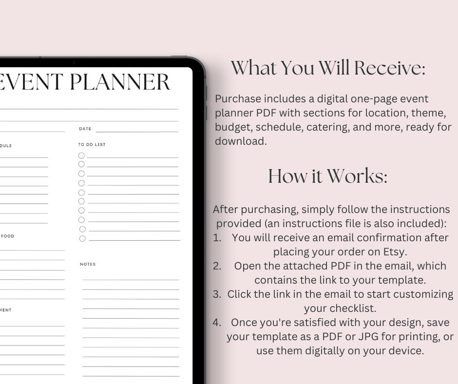 Event Planner Template | Printable Party Planning Organizer | Editable ...