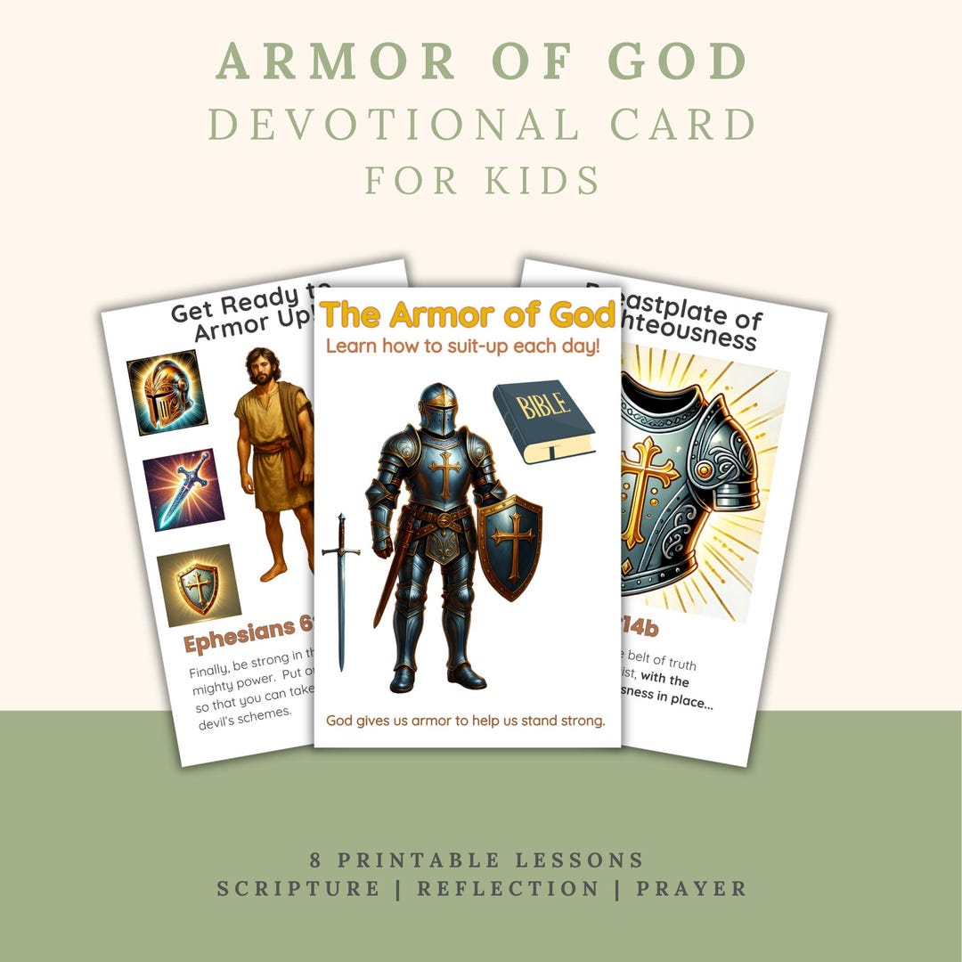 Armor of God Flashcards: Bible Verse Memory Cards for Kids (printable ...