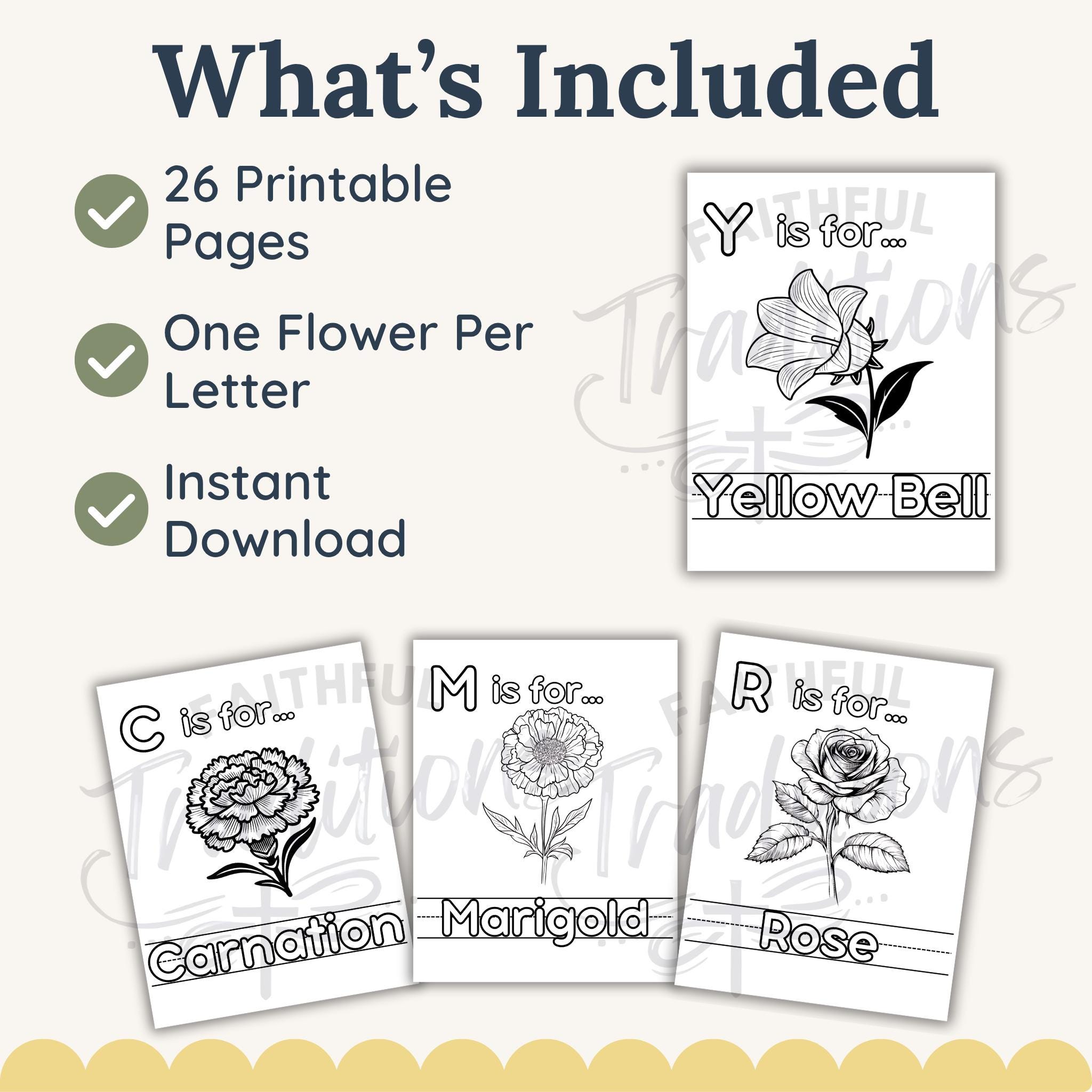 ABC Flowers Coloring Pages | Alphabet Printable for Kids | Homeschool ...