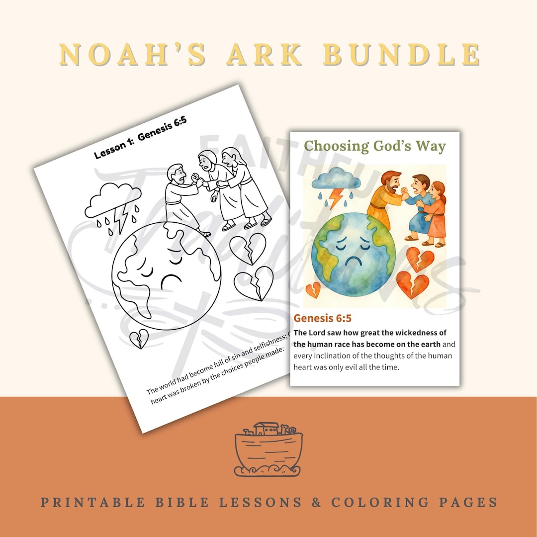 Noahs Ark Bible Flashcards and Coloring Pages Bundle: Homeschool ...