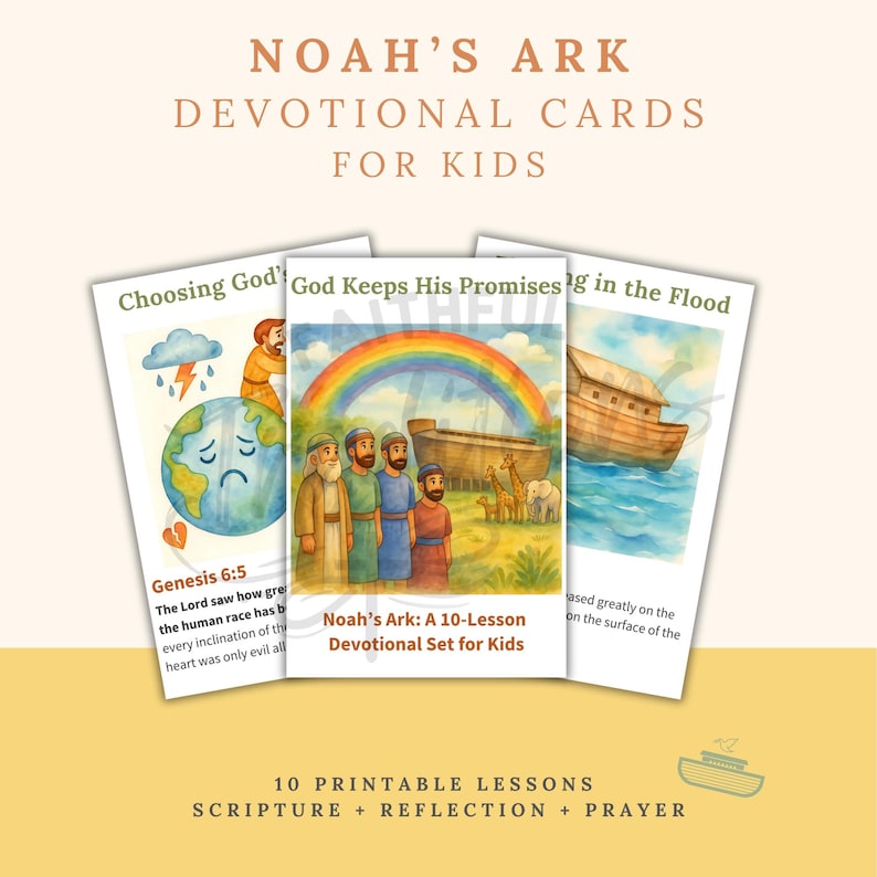 Noah's Ark Devotional Flashcards: Kids Bible Study (printable PDF) - Etsy