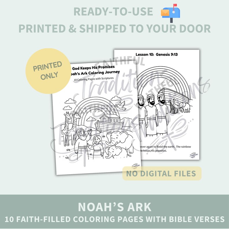 Noah's Ark Coloring Pages: Printed, Shipped to Door, Ready-to-use ...