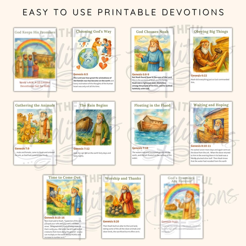 Noah's Ark Devotional Flashcards: Kids Bible Study (printable PDF) - Etsy