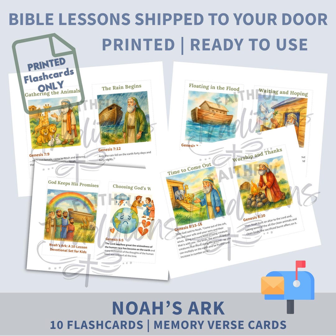 Noah's Ark Bible Flashcards: Scripture Memory for Kids | Ships Ready to ...