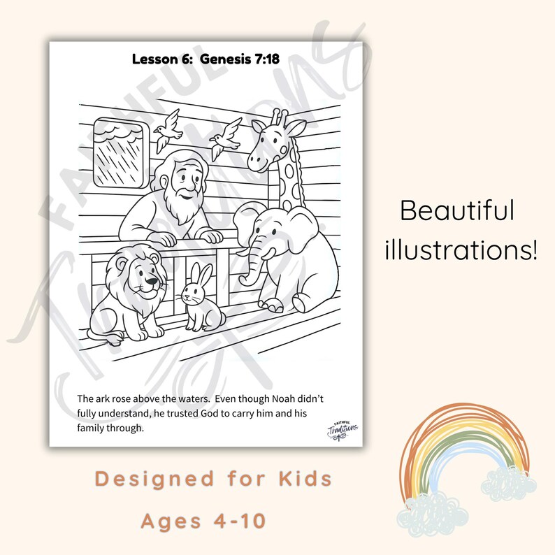 Noahs Ark Bible Flashcards and Coloring Pages Bundle: Homeschool ...