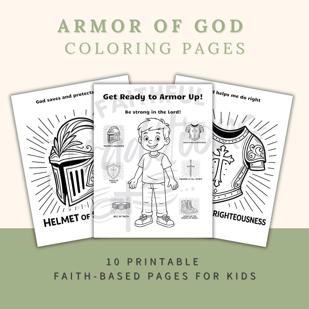 Armor of God Coloring Pages: Christian Kids Activity (PDF Download) - Etsy
