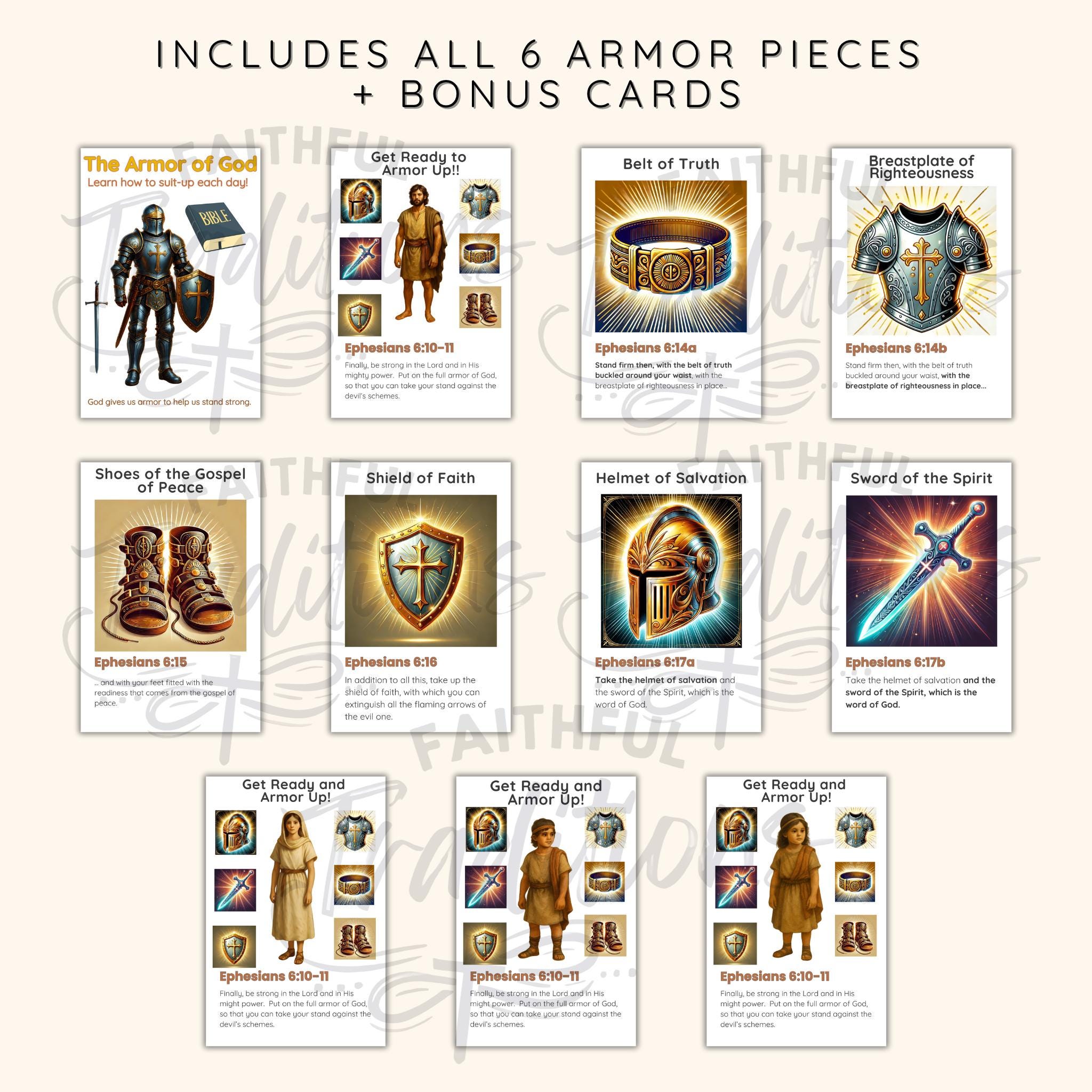 Armor of God Flashcards: Bible Verse Memory Cards for Kids (printable ...