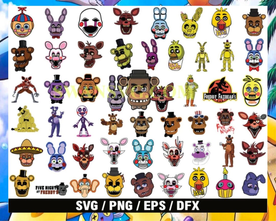 320 FNAF Bundle Svg, FNAF Svg, Five Nights at Freddy's Set, Freddy's ...