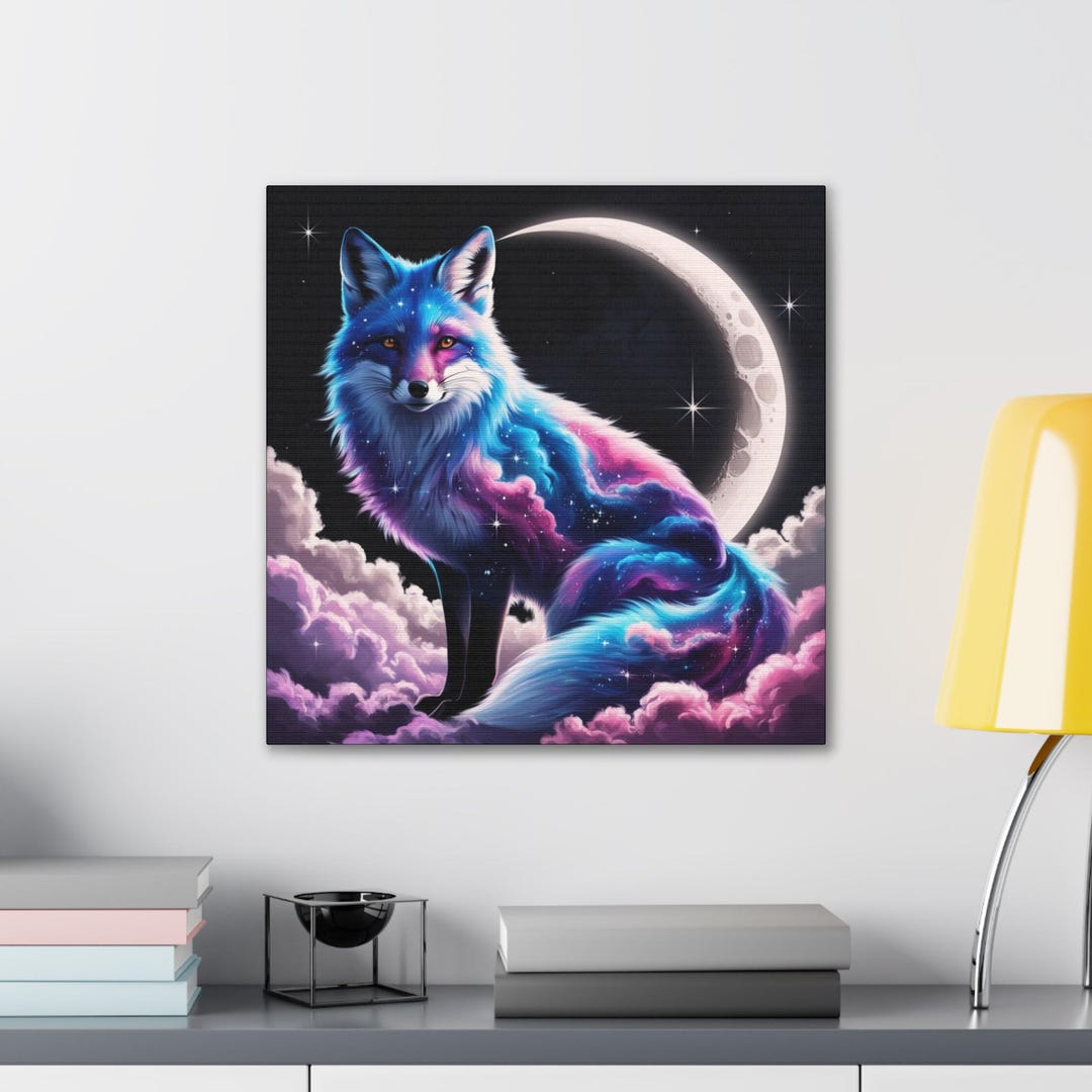 Galactic Fox Canvas Art, Colorful Wall Decor for Home, Ethereal Animal ...