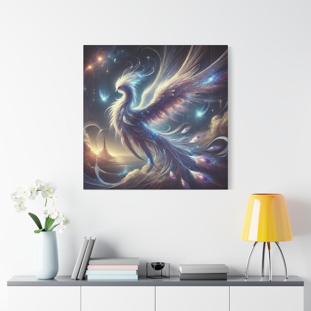 Fantasy Mythical Bird, Stretched Matte Canvas, Mythical Bird Wall Decor ...