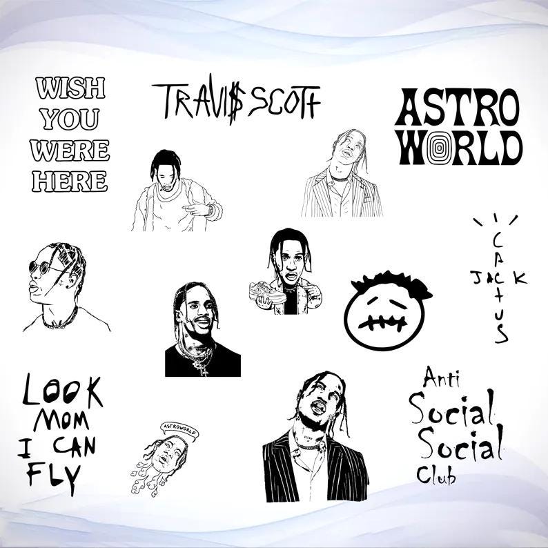 Travis Scott Svg Bundle, Travis Scott Png, Travis Scott Stickers ...