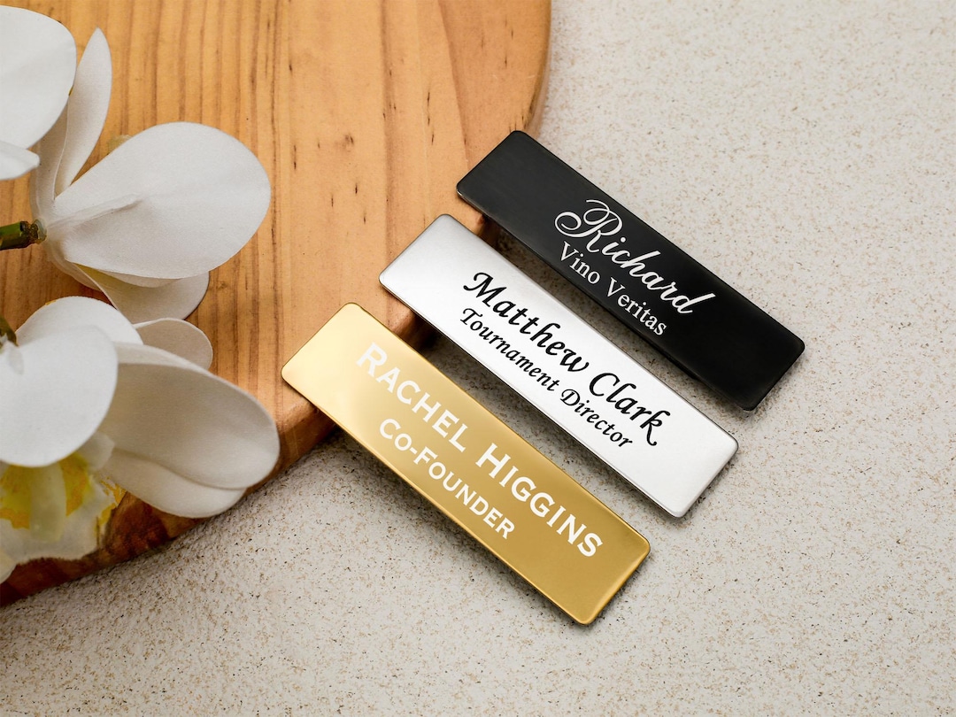 Personalized Magnetic Name Tags, Silver and Gold Name Tags, Office Name ...