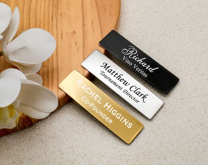 Engraved Magnetic Name Badge 1" X 3", Personalized Name Tags, Magnetic ...