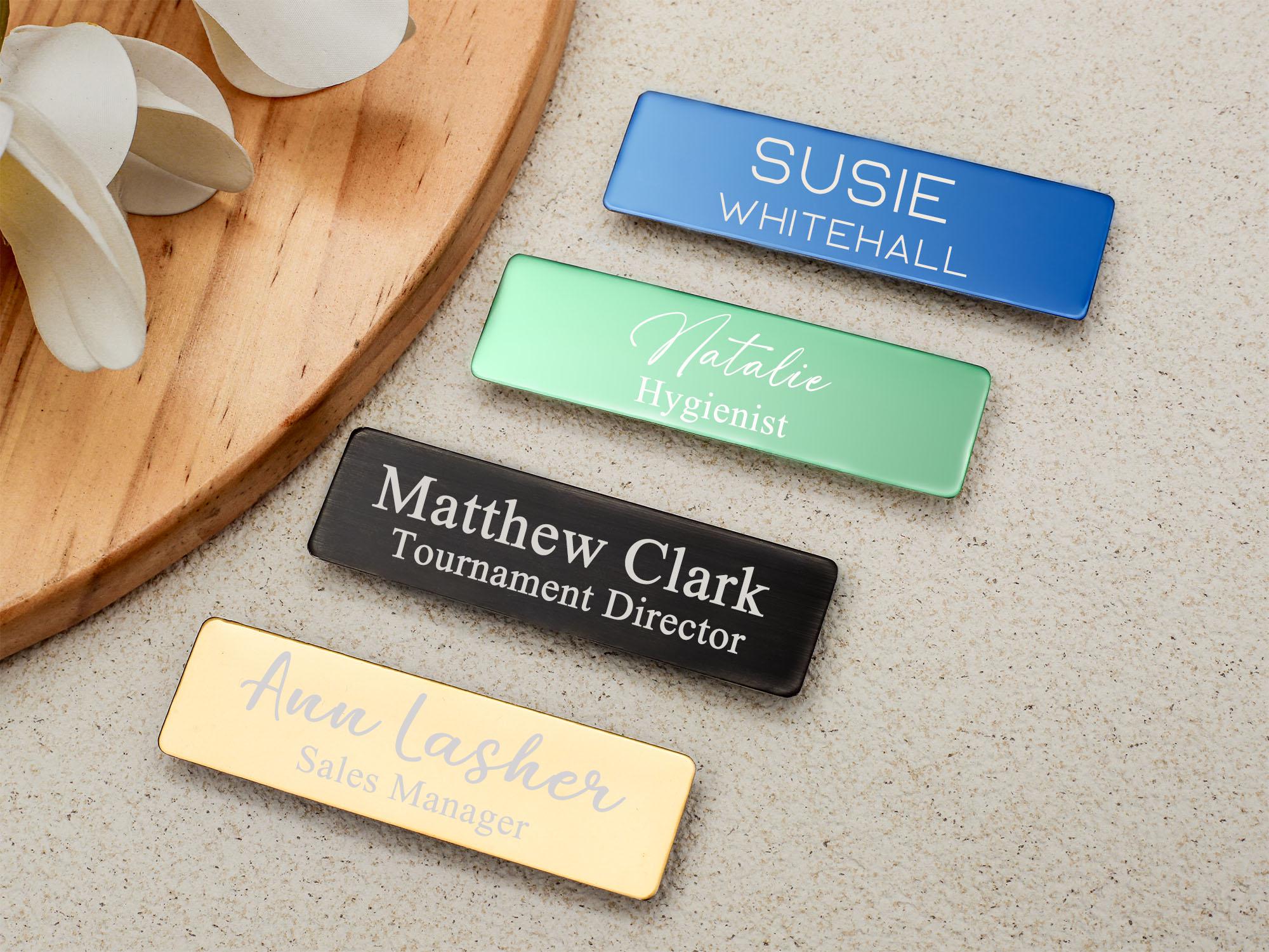 Personalized Magnetic Name Tags, Silver and Gold Name Tags, Office Name ...