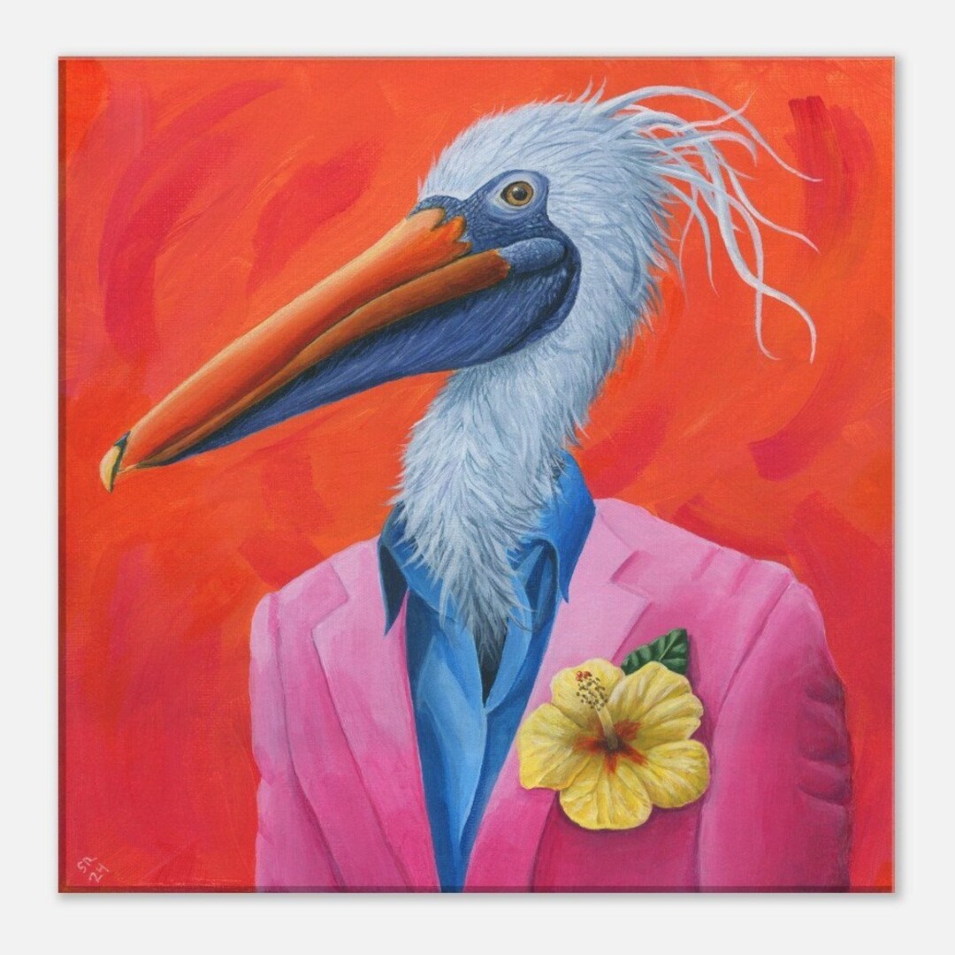 Pinky Pelicano Print on Canvas - Etsy