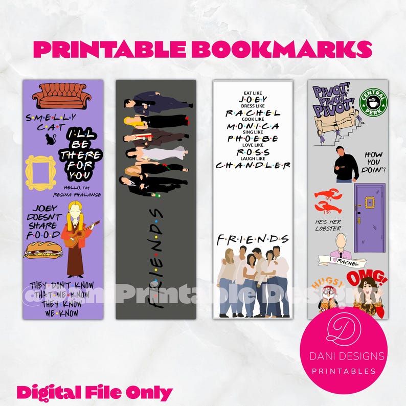 Friends TV Show Printable Bookmarks: Central Perk, Book Lover Gift ...