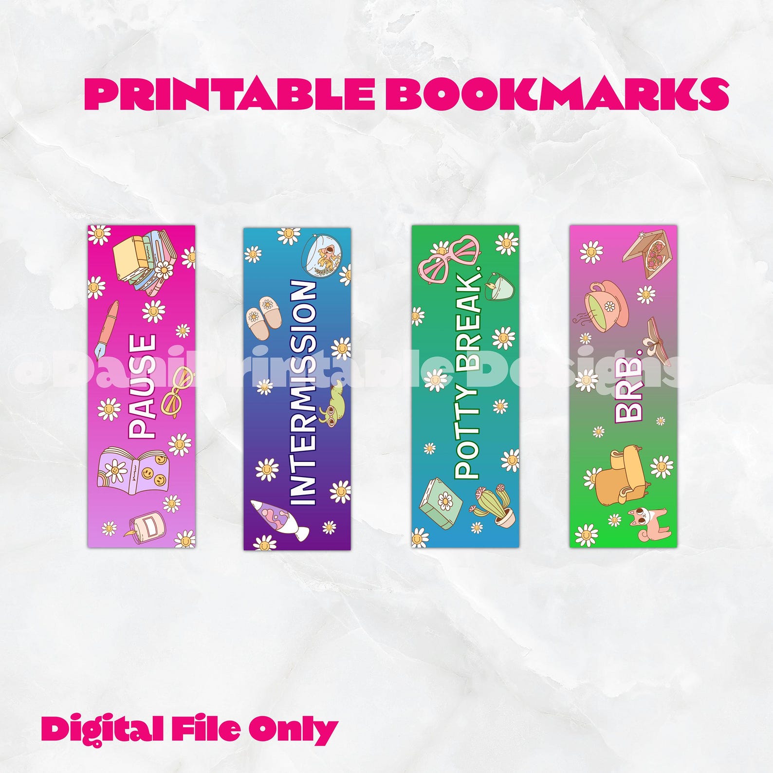 Break Time Printable Bookmarks for Book Lovers, Gift for Readers ...