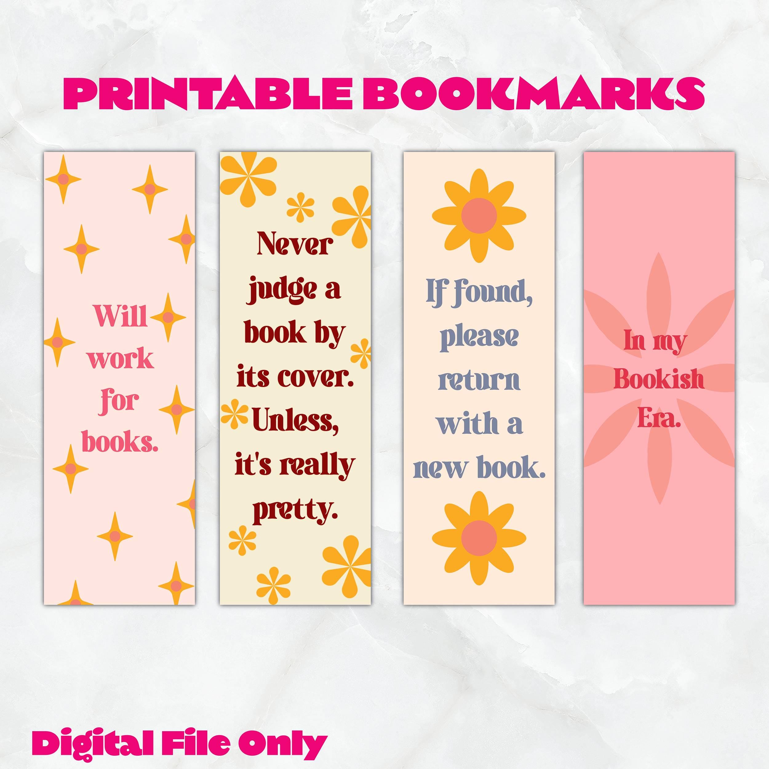 Funny Printable Bookmarks for Book Lovers, Gift for Readers, Digital ...