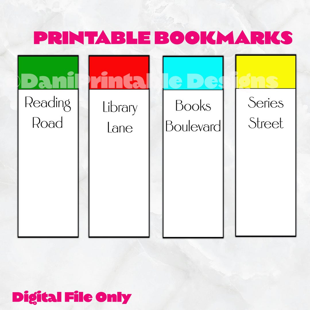 Monopoly Printable Bookmarks for Book Lovers, Gift for Readers, Digital ...