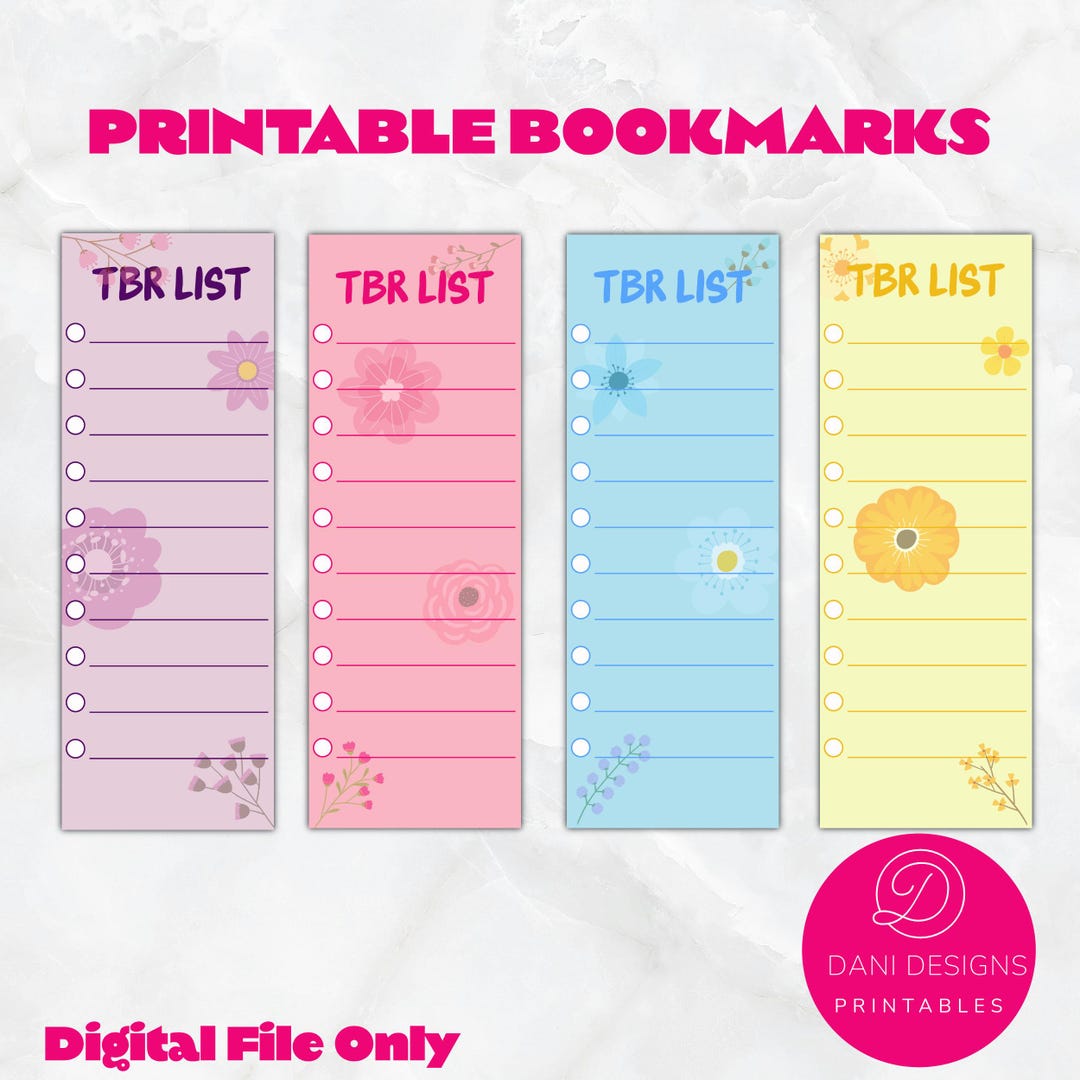 TBR List Club Printable Bookmarks for Book Lovers, Gift for Readers ...