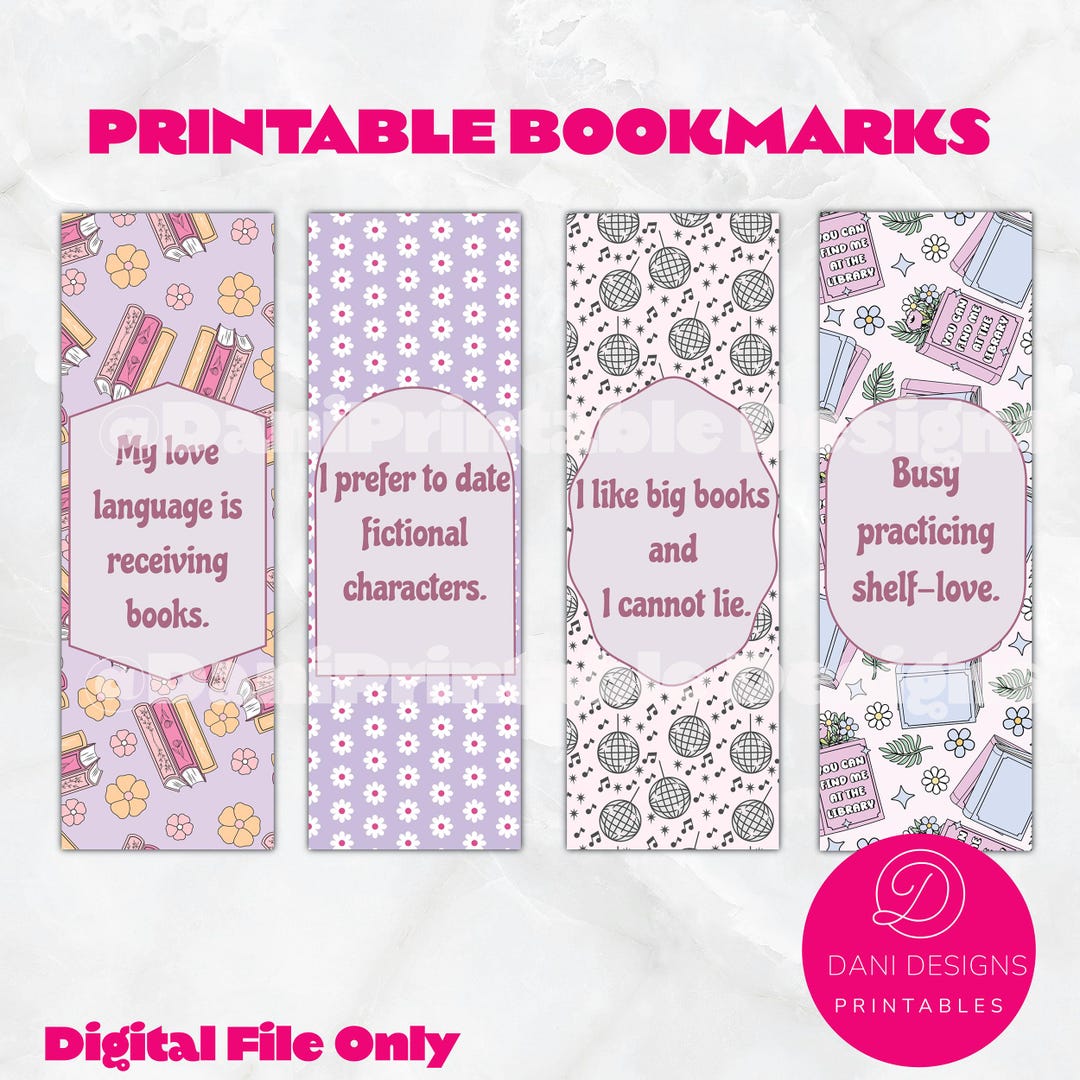 Book Lovers Printable Bookmarks, Gift for Readers, Digital Download ...