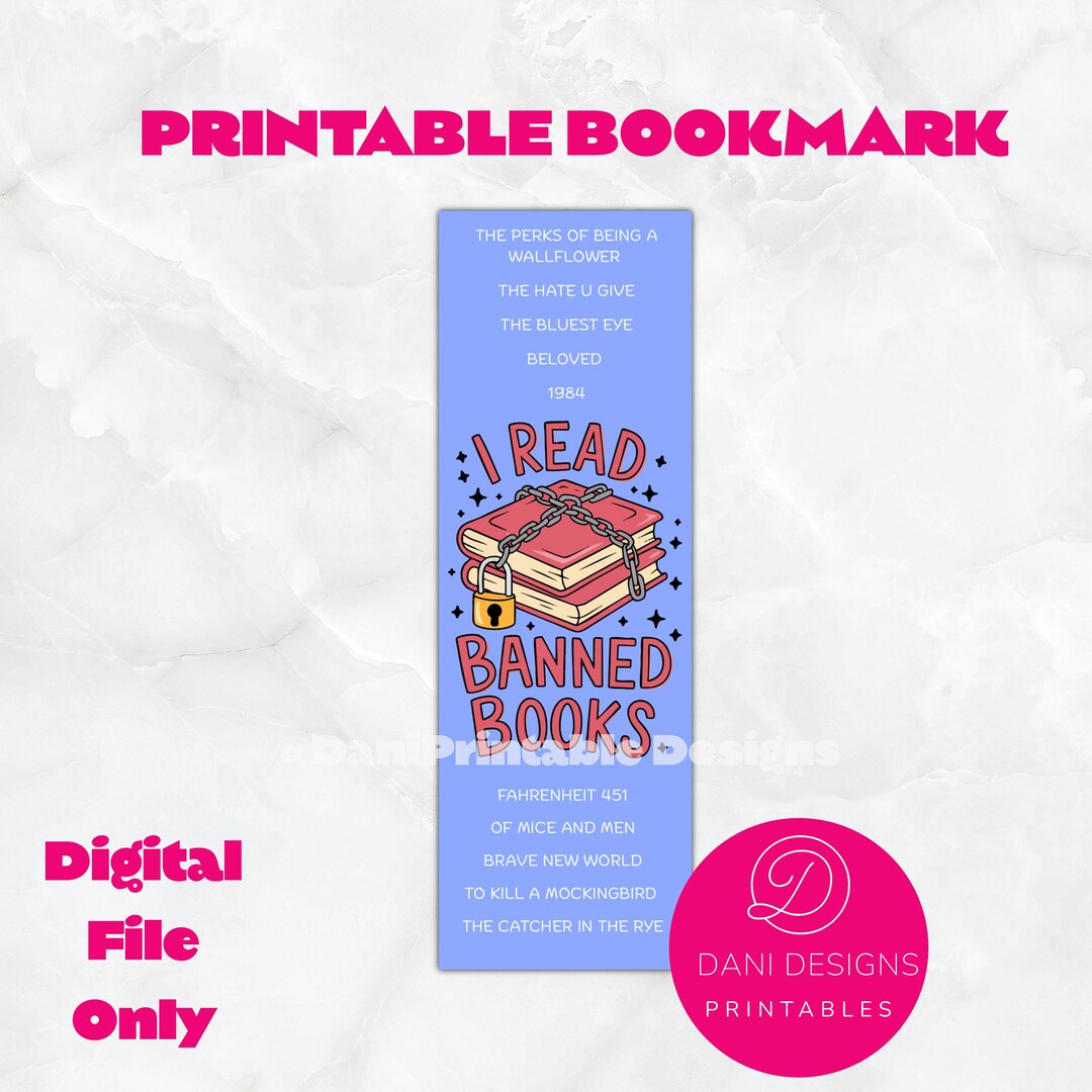 I Read Banned Books Bookmark: Bold Reader Statement (digital Download ...