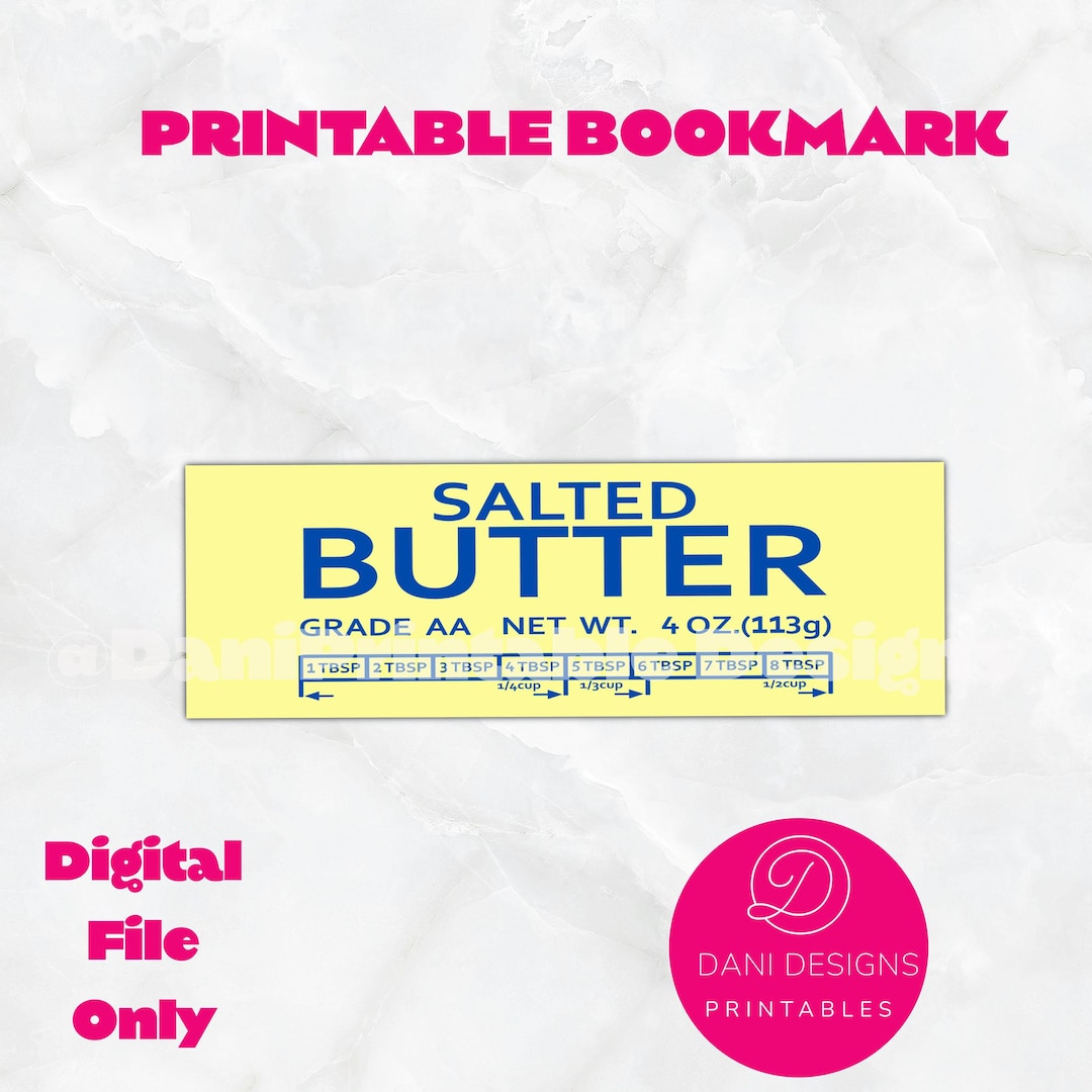 Butter Printable Bookmark for Book Lovers, Gift for Readers, Instant ...