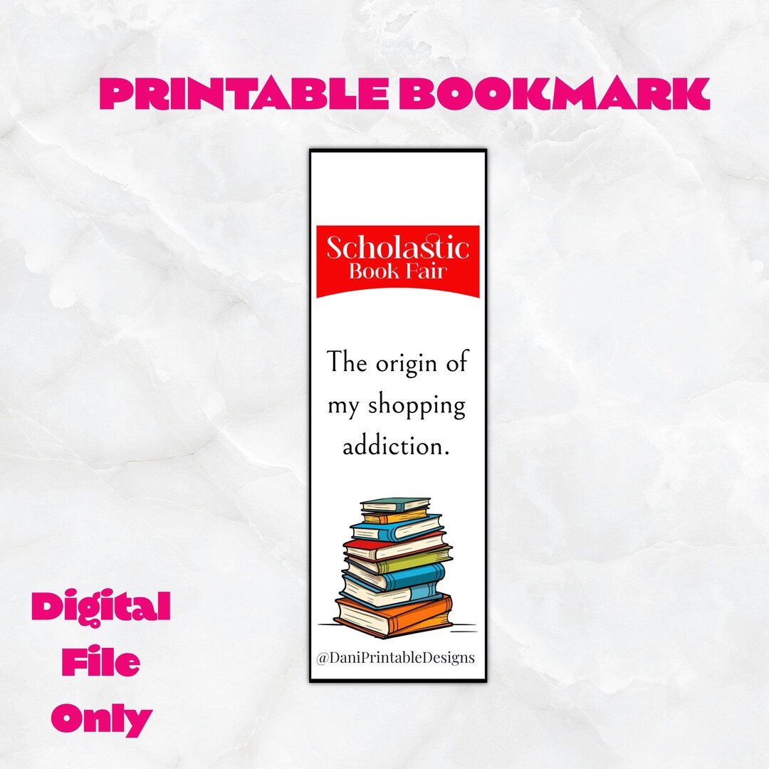 Scholastic Book Fair Printable Bookmark for Book Lovers, Gift for ...