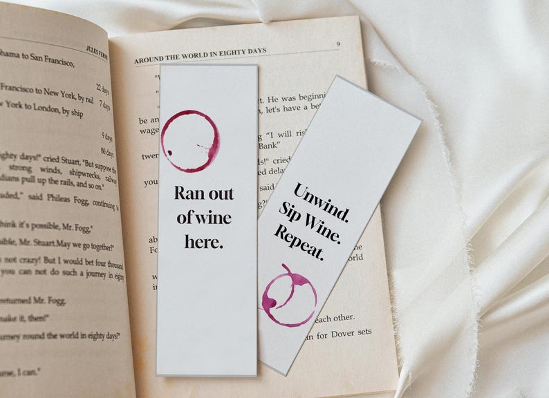 Wine Bookmark Printable Bookmarks for Book Lovers, Gift for Readers ...