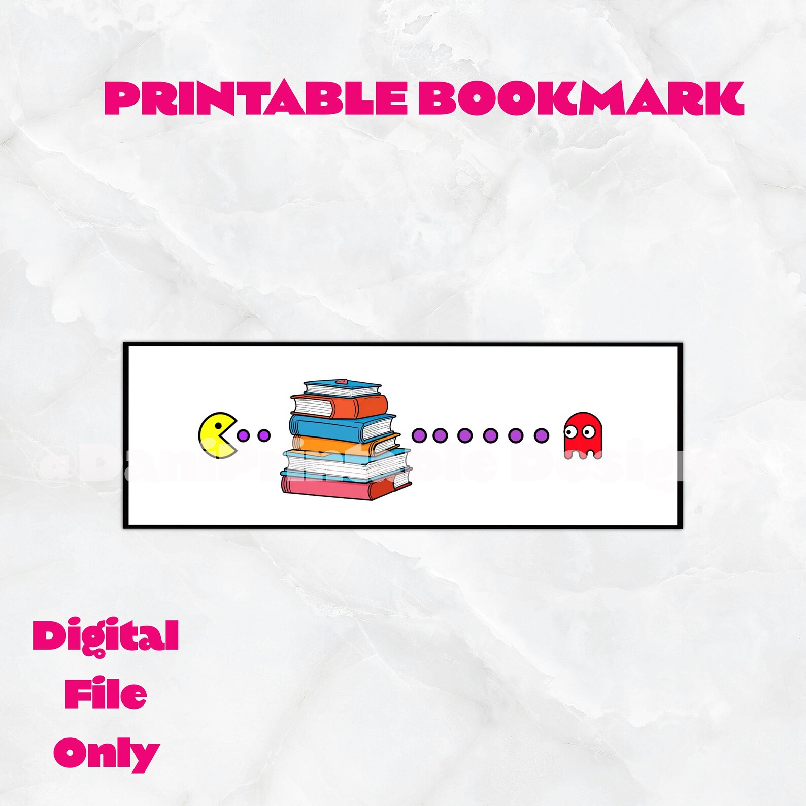 PAC MAN Printable Bookmark for Book Lovers, Gift for Readers, Digital ...