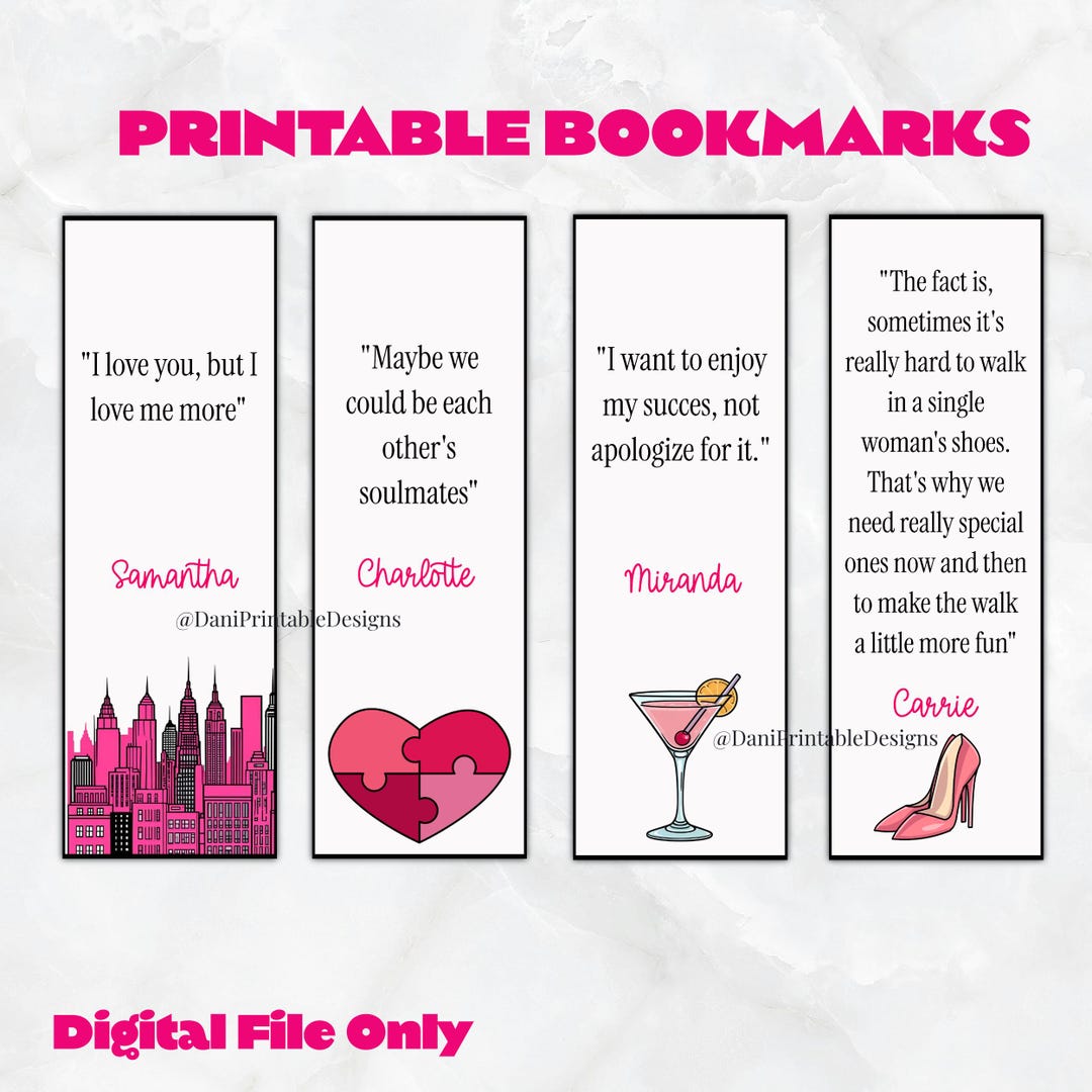 Sex & the City, Printable Bookmarks for Book Lovers, Gift for Readers ...