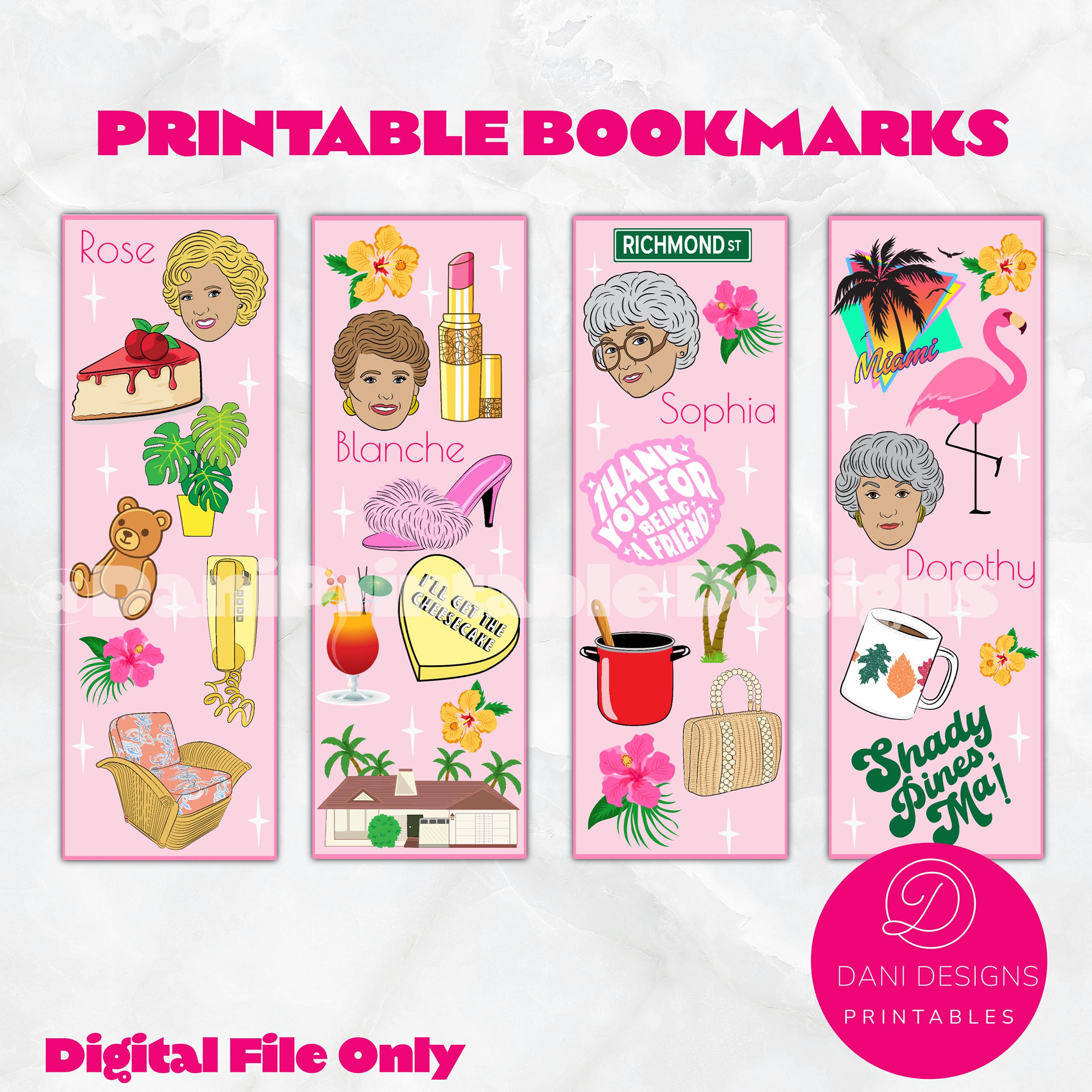 Golden Girls Printable Bookmarks for Book Lovers, Gift for Readers ...